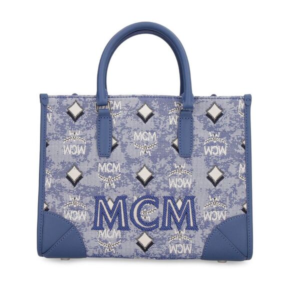MCM | Bags | Mcm Womens Blue Feet Top Handle Logo Single Strap Tote ...